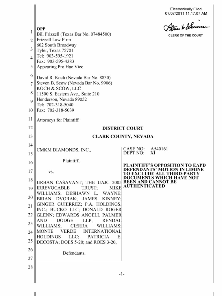 Plaintiff S Opposition To Defendants Motion in Limine To Exclude All ...