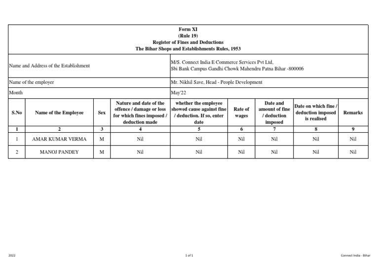 05-2022, PATNA, Form XI, S&E Act, MIBL-0037 | PDF
