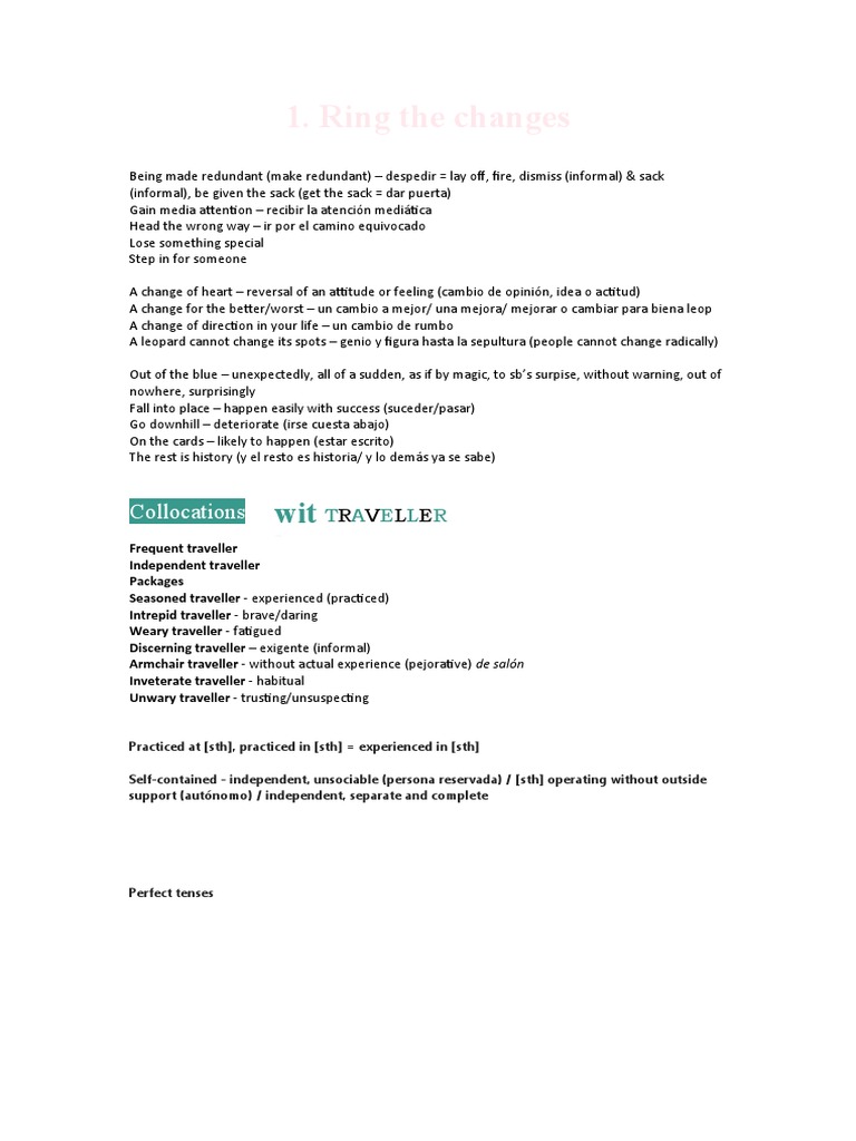 Unit 1. Ring The Changes | PDF