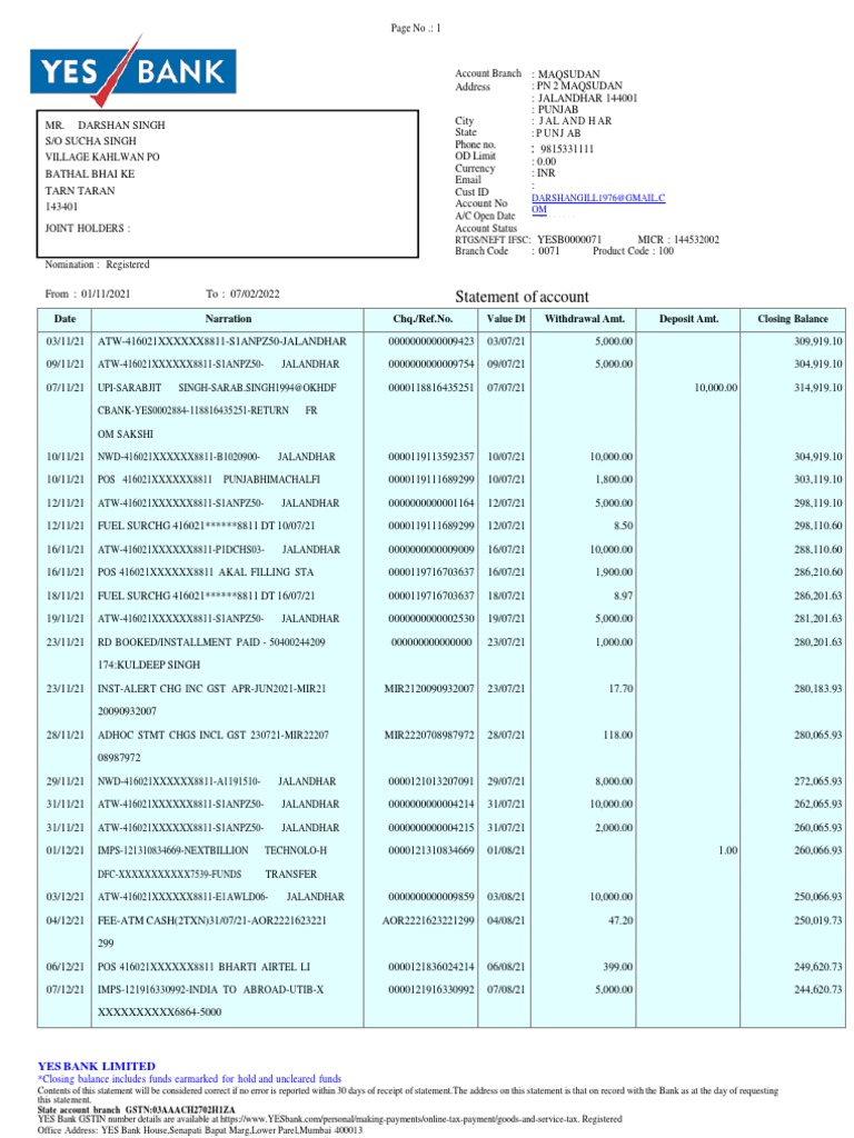 Bank Statement | PDF | Economies | Financial Services Companies