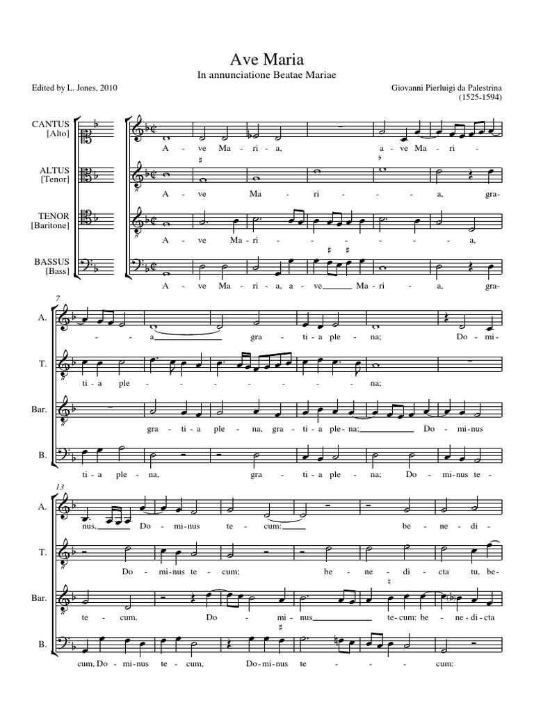 Ave Maria Original a4 ATTB Jones | PDF | Vocal Music | Compositions