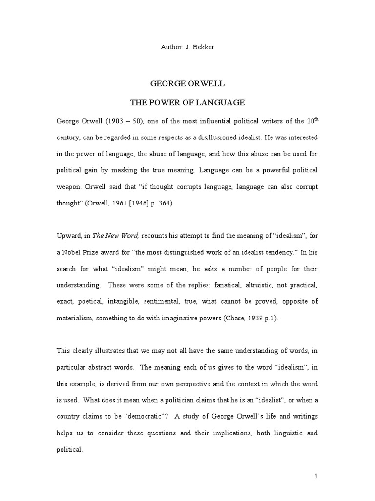 Orwell's Warning on Language Power | PDF | George Orwell | Thought