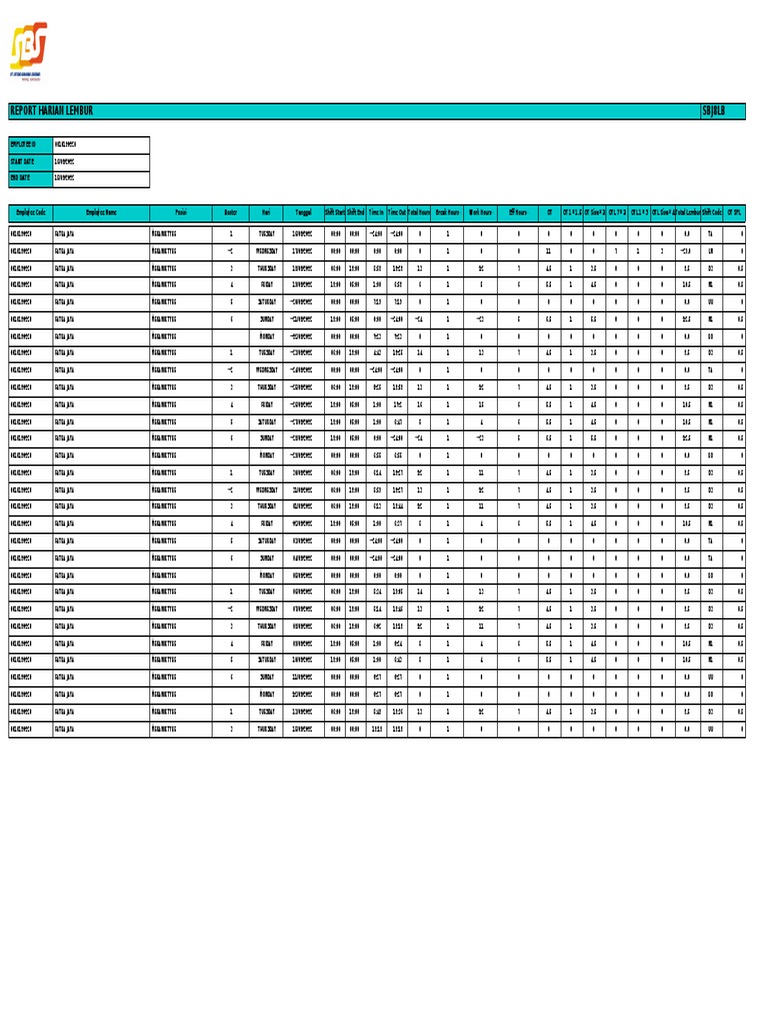Slip Time Sheet Pegawai 0010180220 - FATRA JAYA 2022-8 | PDF