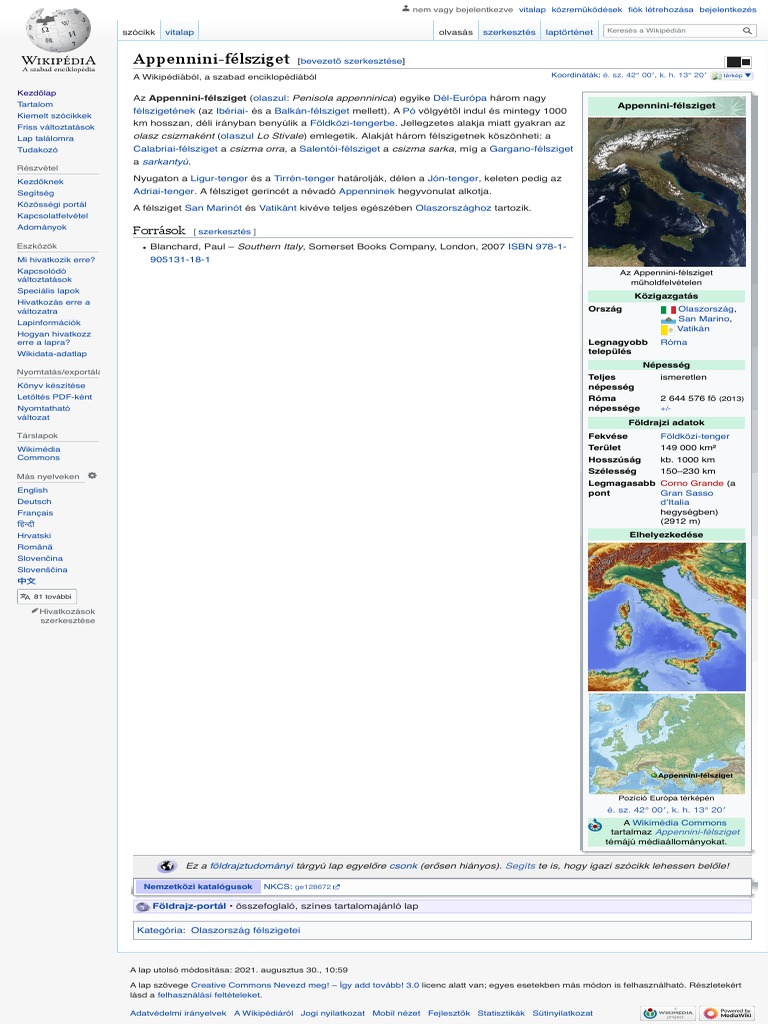 Appennini-Félsziget - Wikipédia | PDF