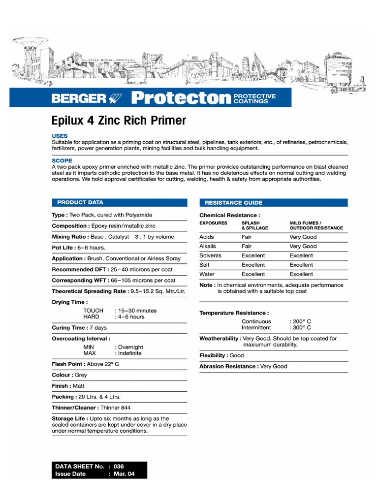 Epilux 4 Zinc Rich Primer | PDF