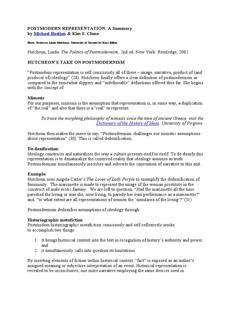 Postmodern Representation | PDF | Postmodernism | Narration