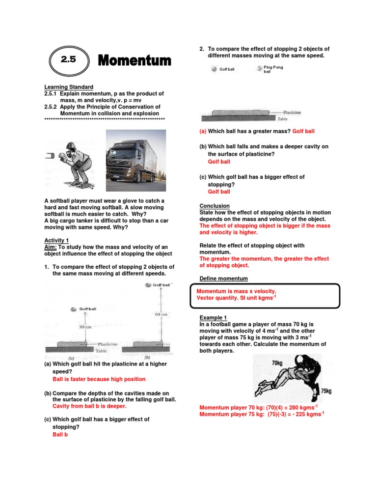2.5 Momentum 2020 DLP Answer | PDF | Collision | Momentum