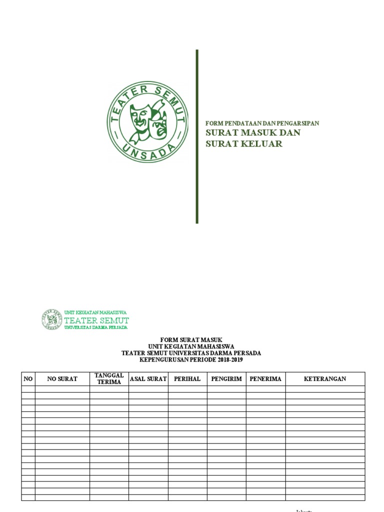 Form Surat Masuk Dan Surat Keluar Pdf