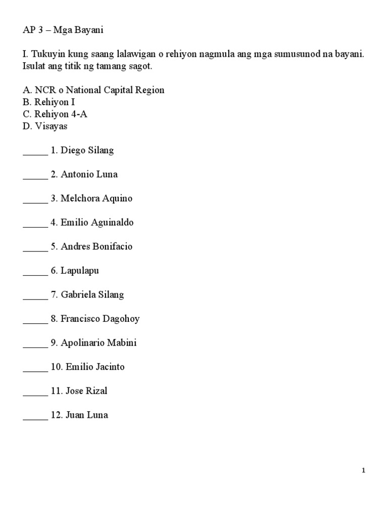 AP 3 - Mga Bayani | PDF