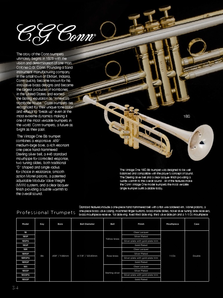 Trompetas CG Conn Catalogo | PDF | Trumpet | Trombone