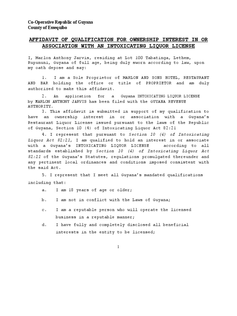 Affidavit of Qualification Template | PDF | License | Affidavit