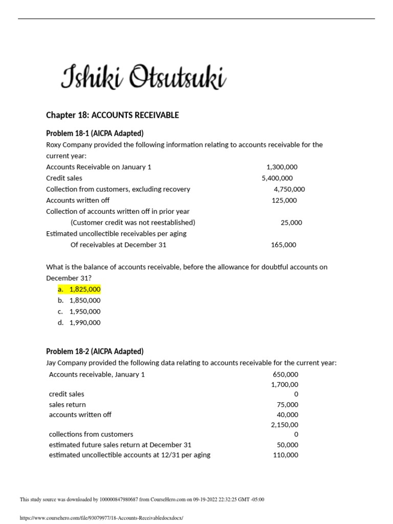 Accounts Receivable Analysis for Brute Company | PDF | Credit Card ...