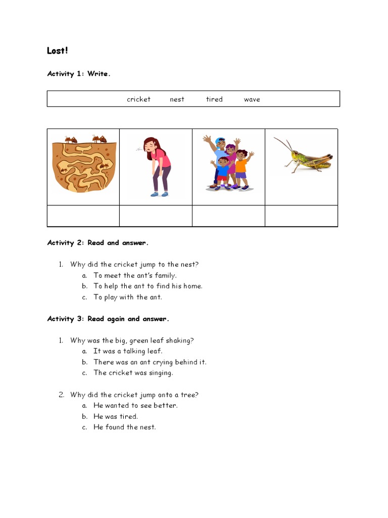 Lost! Worksheet 1 - Level 1 | PDF | Language Arts & Discipline | Art