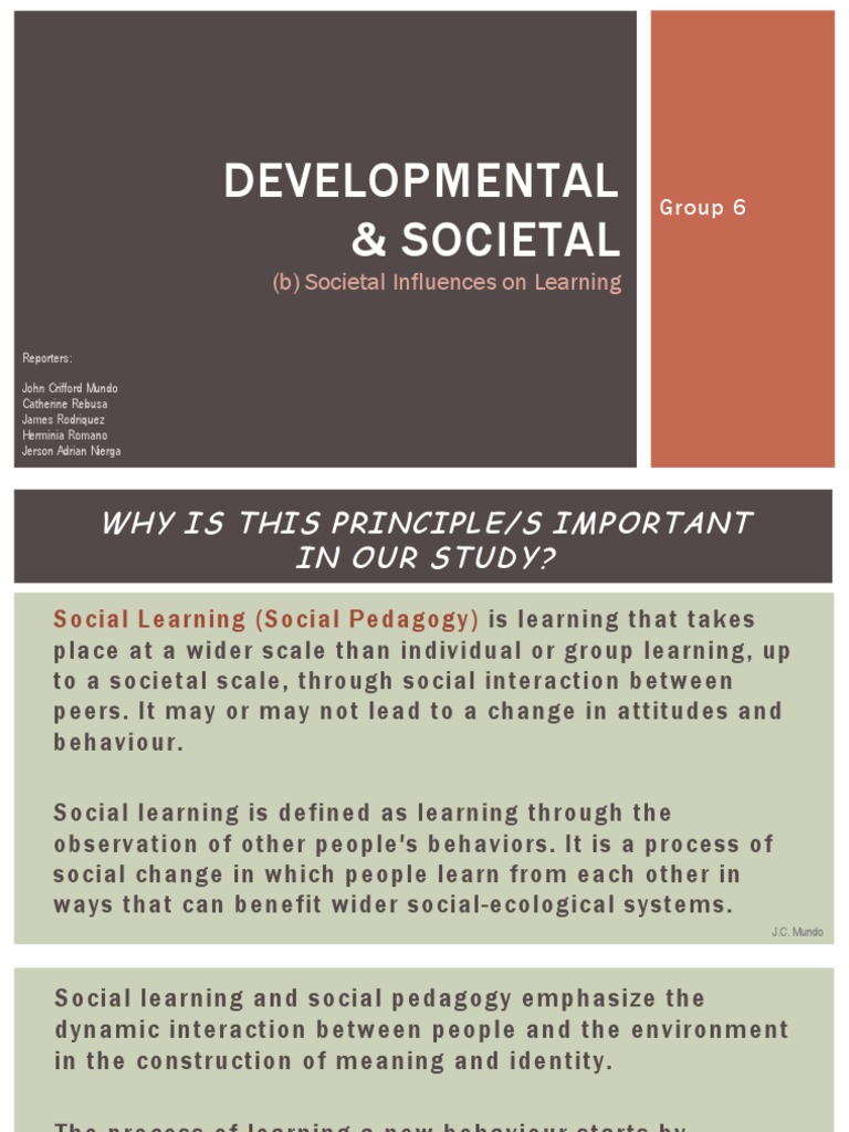 Societal Influences On Learning | PDF | Learning | Psychology