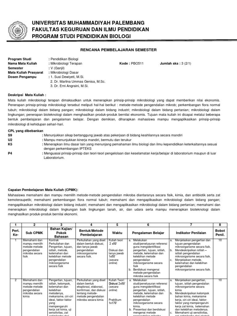 RPS. Mikrobiologi Terapan | PDF | Karier & Perkembangan