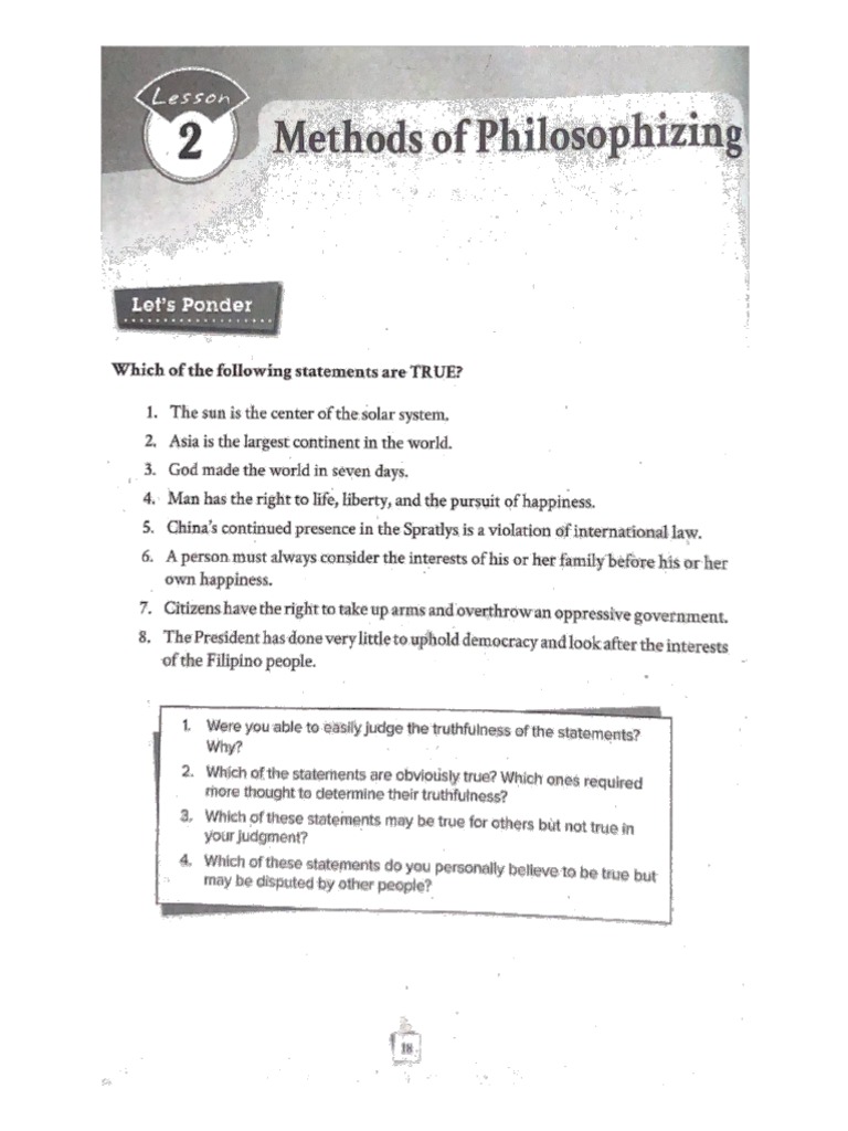 Module 2 Lesson 2 Methods of Philosophizing | PDF | Education Theory ...