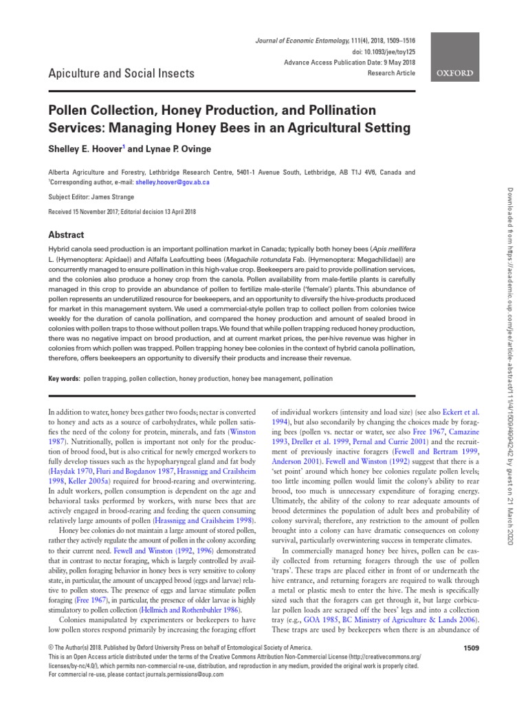 Pollen Collection Honey Production and Pollination | PDF | Honey Bee ...