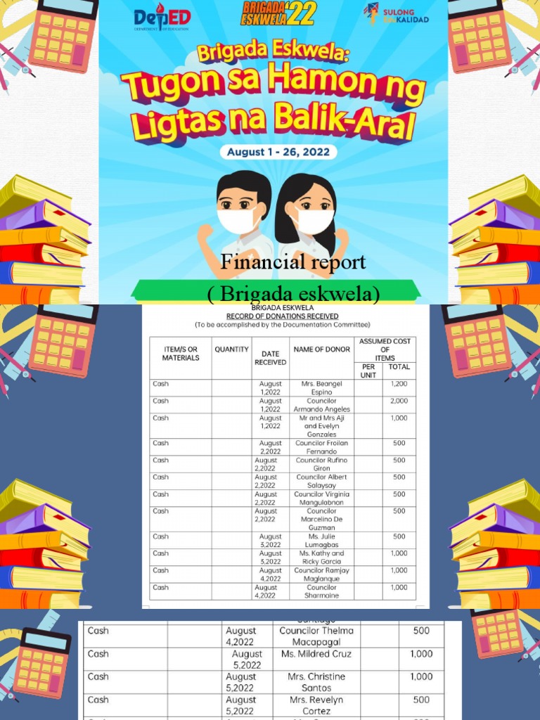 Financial Report (Brigada Eskwela) | PDF