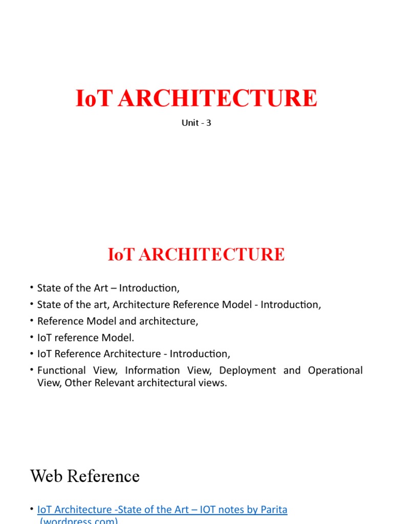 A Comprehensive Overview of IoT Architectures and Reference Models ...