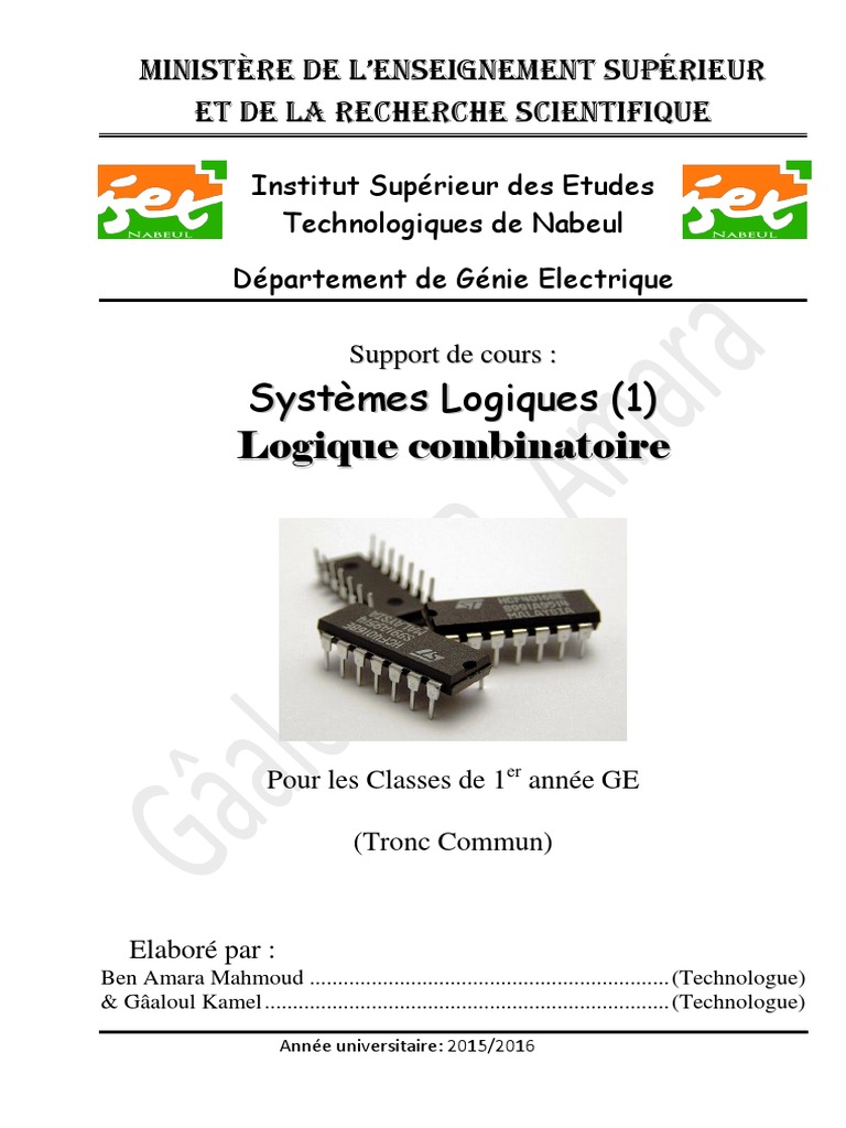 Cours de systèmes logiques - ISET Nabeul | PDF | Décimal codé binaire ...