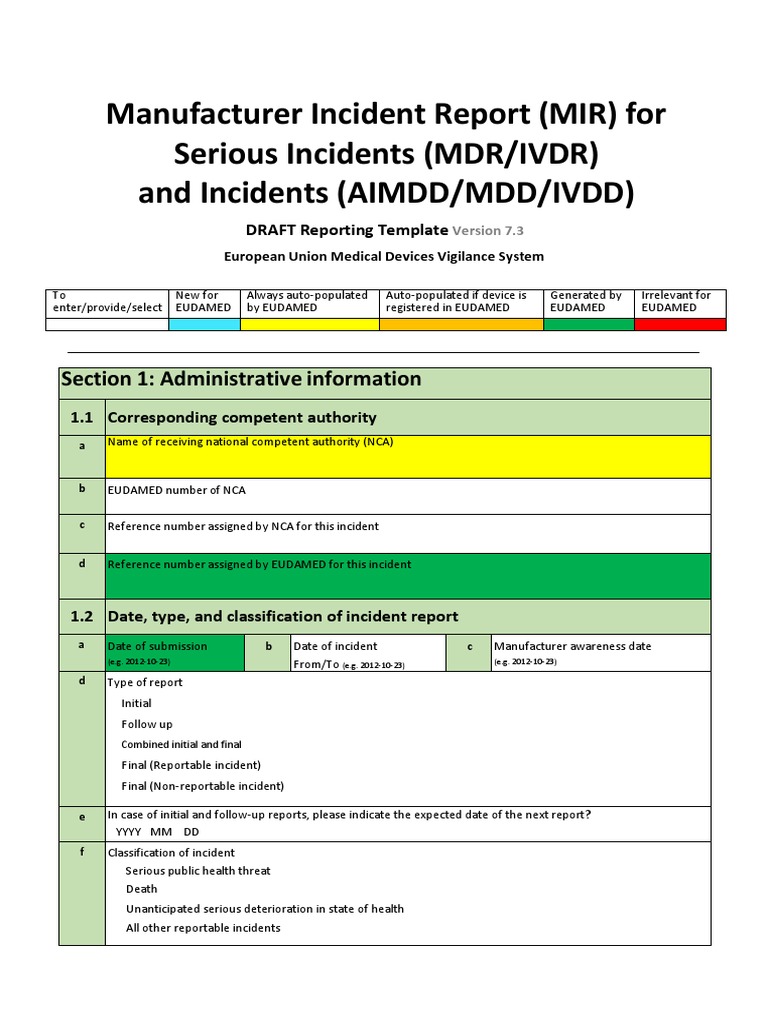 Draft MIR 7.3 Incident Report | PDF | Medical Device | Medical Equipment