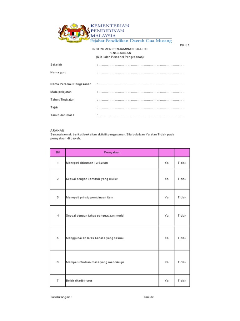 Borang Pengesanan Ipk | PDF