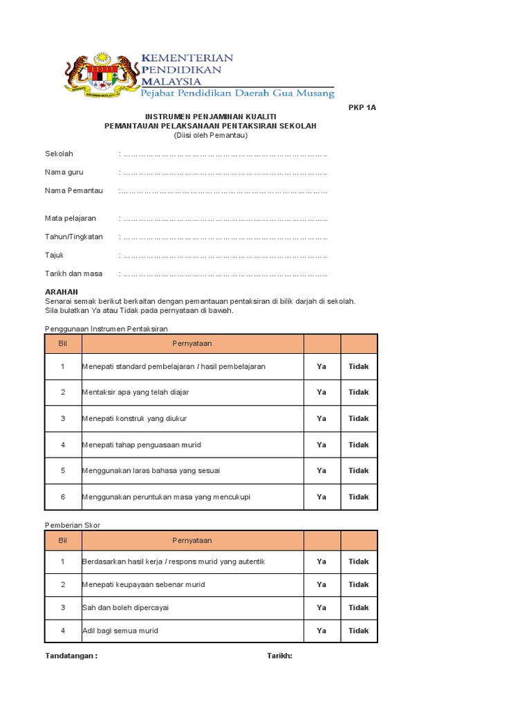 Borang Pemantauan Ipk | PDF