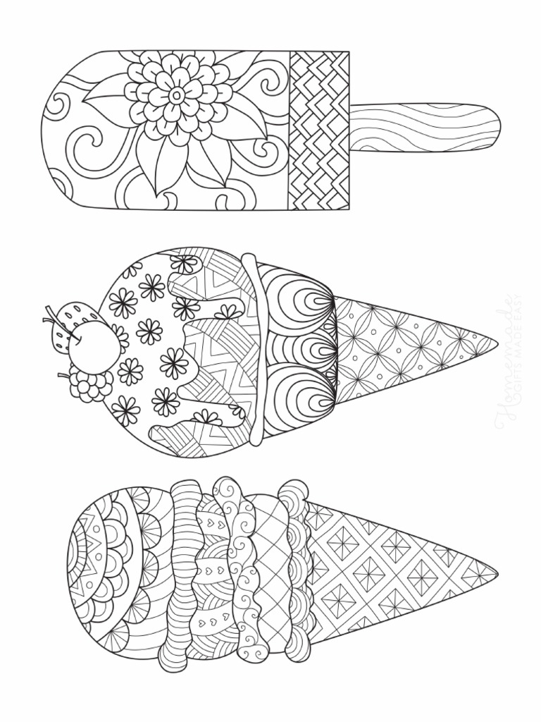 Summer Coloring Pages Icecreams Doodle For Adults | PDF