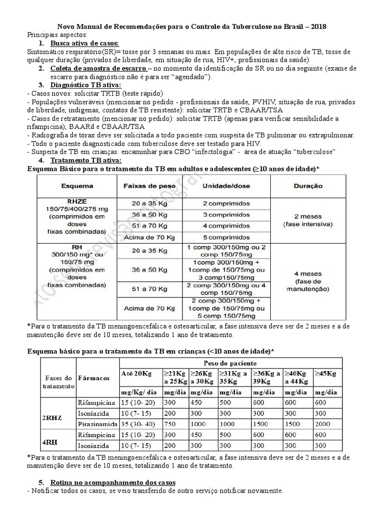 Resumo Tratamento TB | PDF | Tuberculose | Sistema de saúde