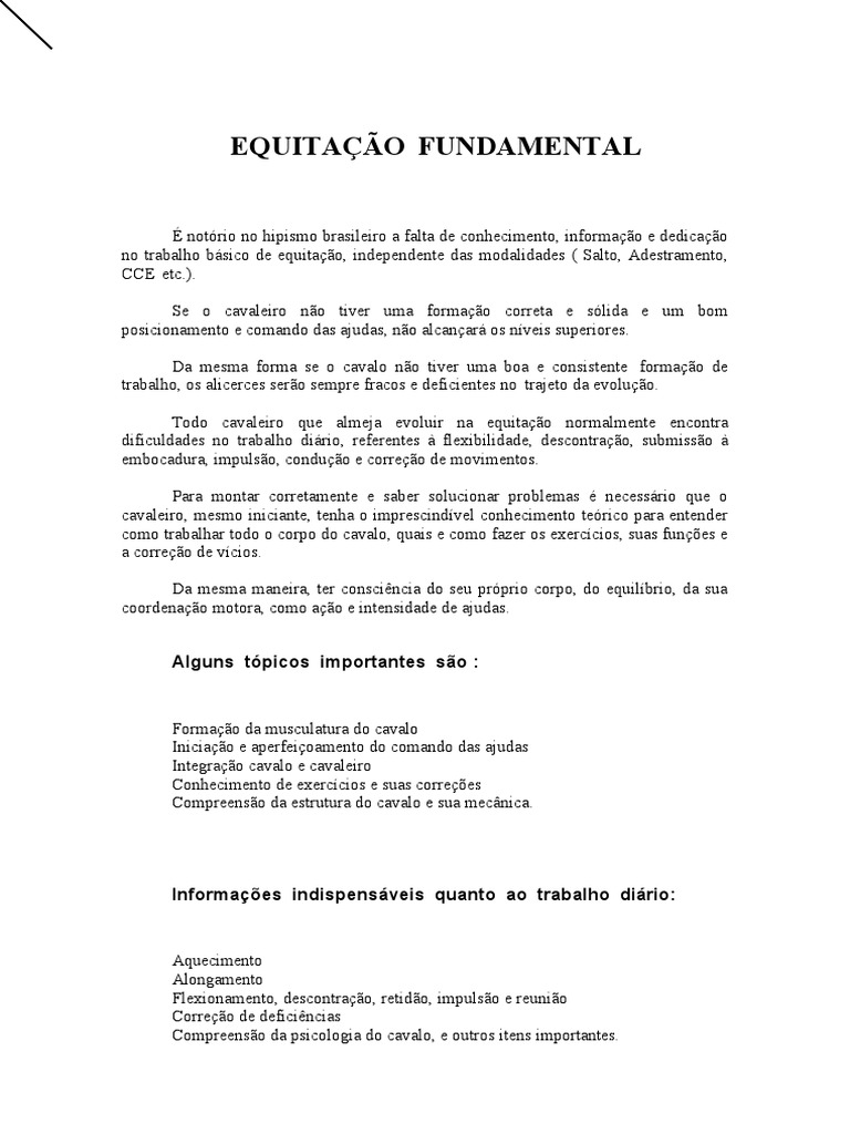 Manual de Equitação Fundamental de Ingrid Troyko 1 | PDF | Cavalos ...
