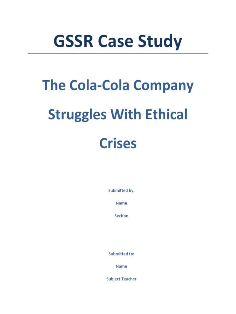 Coca-Cola Case Study Faith | PDF | Reputation | Stakeholder (Corporate)