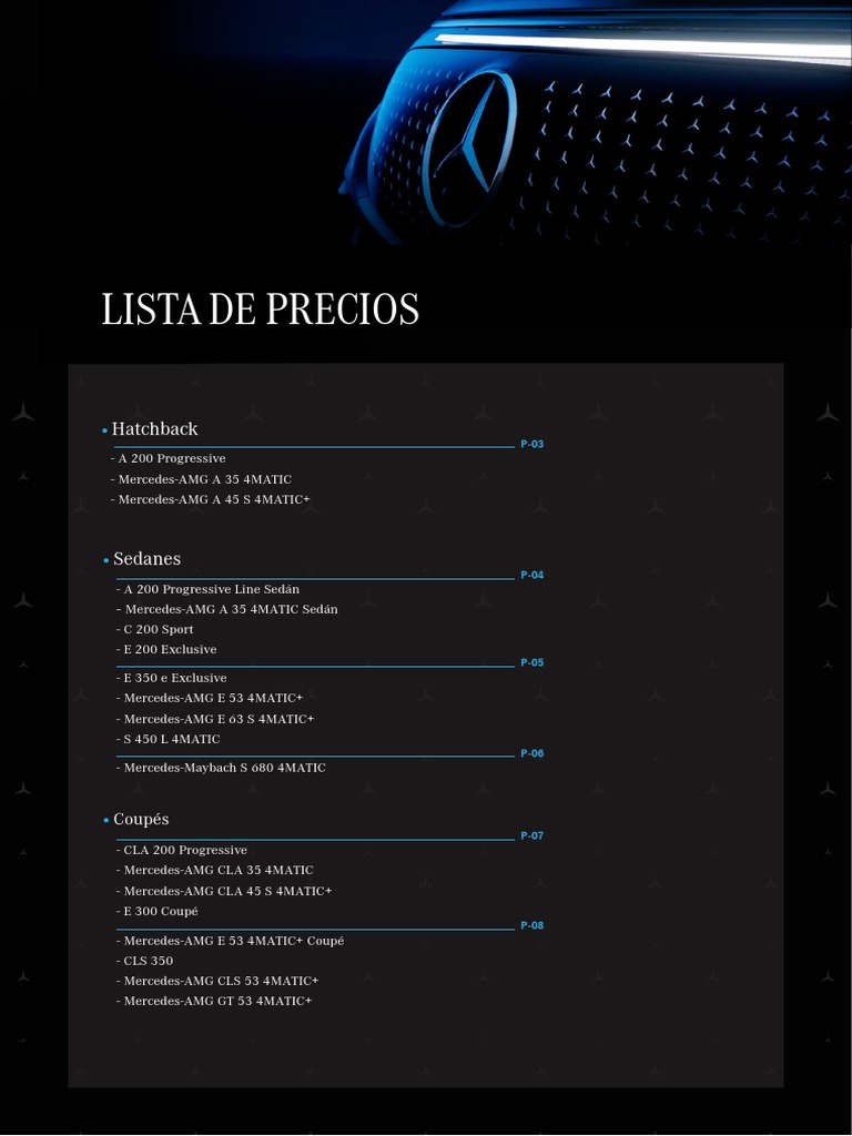 Lista Precios Mercedes-Benz MX 2022-2023 | Descargar gratis PDF | Coche | Carros deportivos
