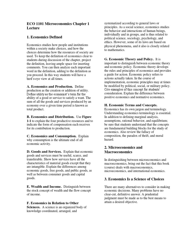 ECO 1101 Microeconomics Chapter 1 | PDF | Microeconomics | Economics