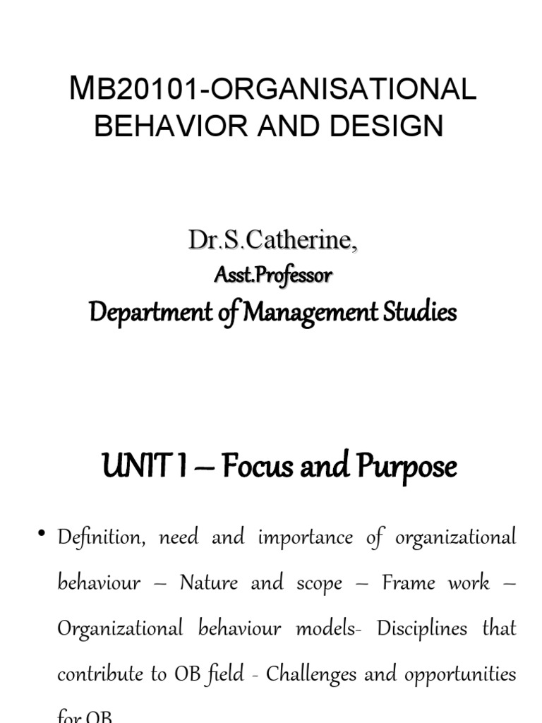 OB PPT UNIT 1 | PDF | Organizational Behavior | Behavior