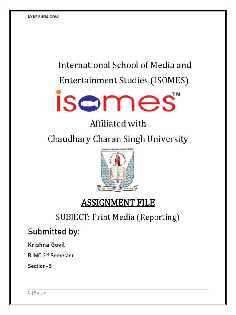 Assignment Print Media PDF Krishna Govil | PDF | News | Interview