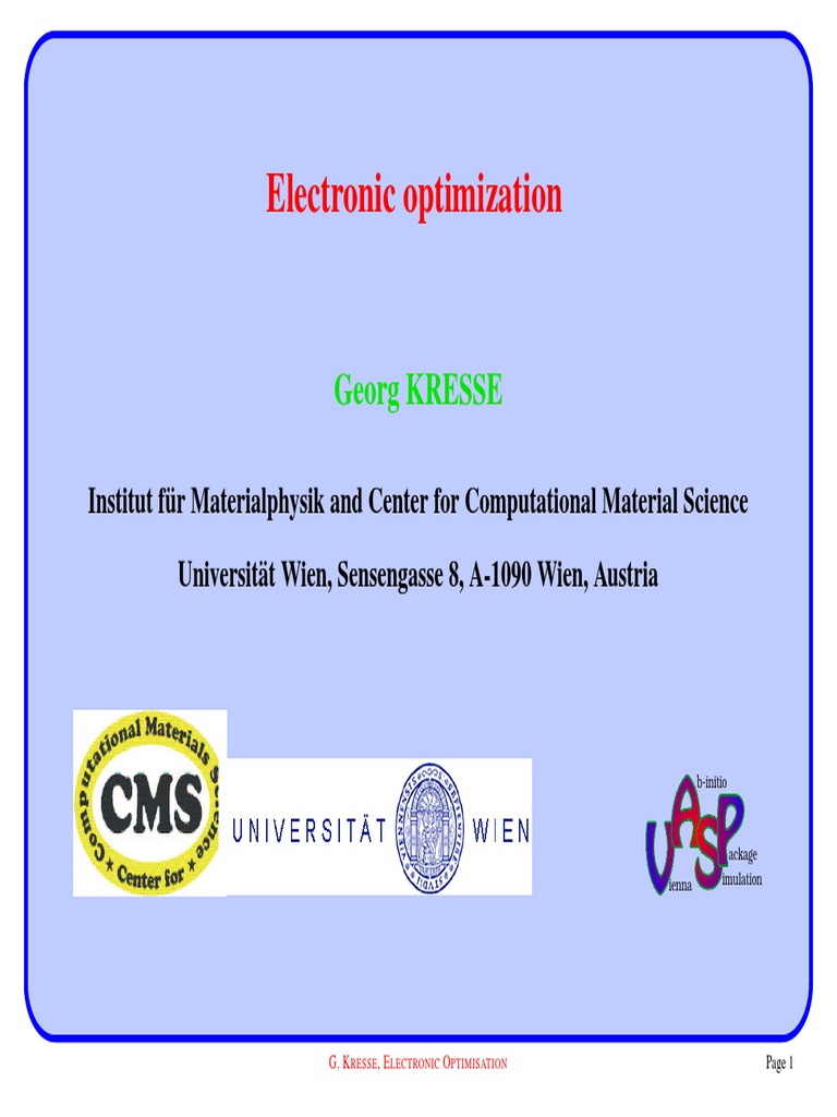 VASPElectronic Optimization | PDF | Density Functional Theory | Mathematical Optimization