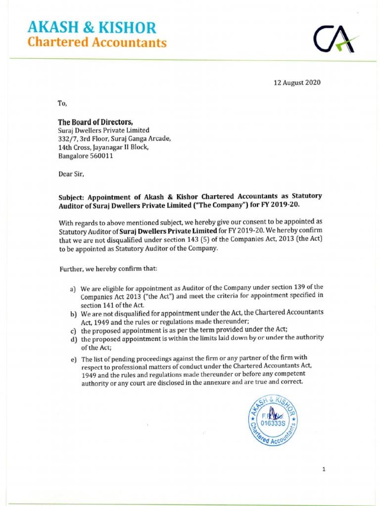 Written Consent Given by Auditor 13102020 | PDF