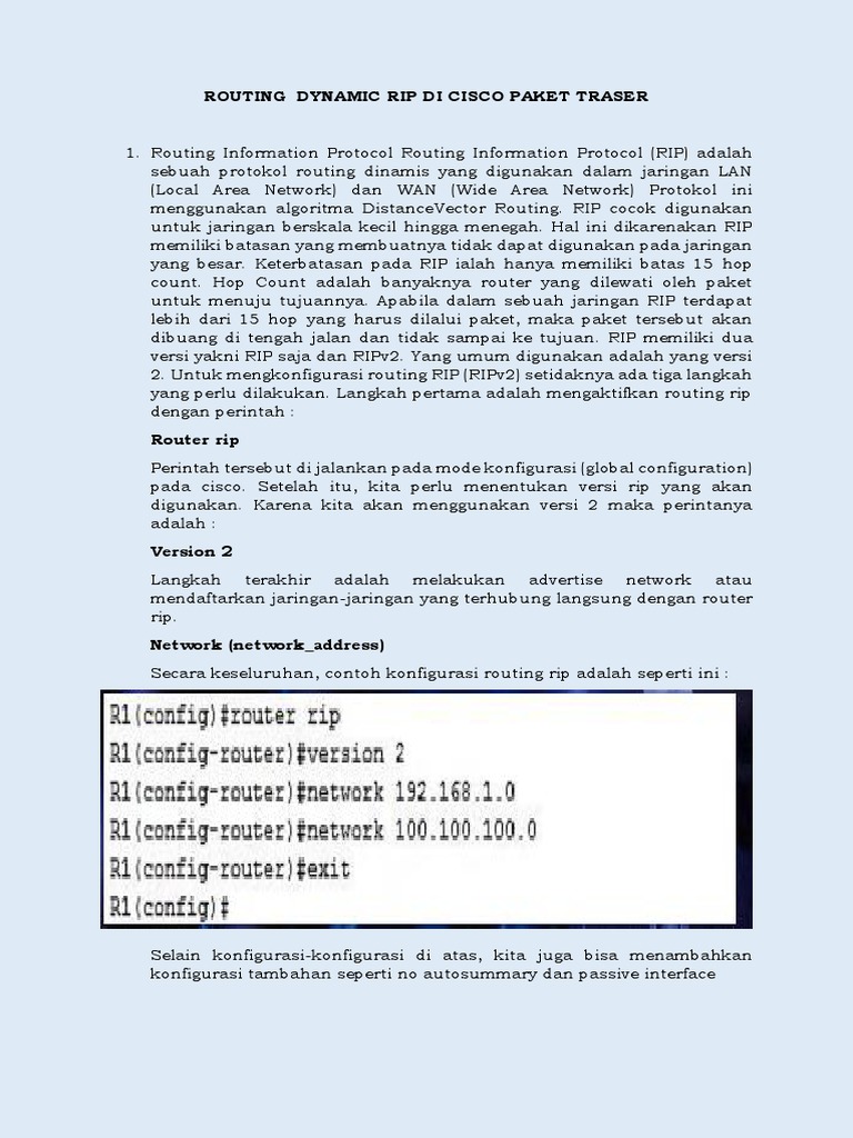 RIP Konfigurasi Cisco Paket Tracer | PDF