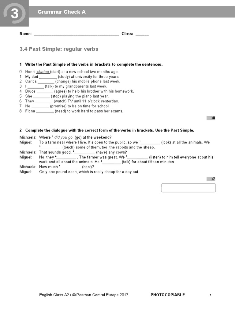 Past Simple Regular Verbs Klasa 7 | PDF