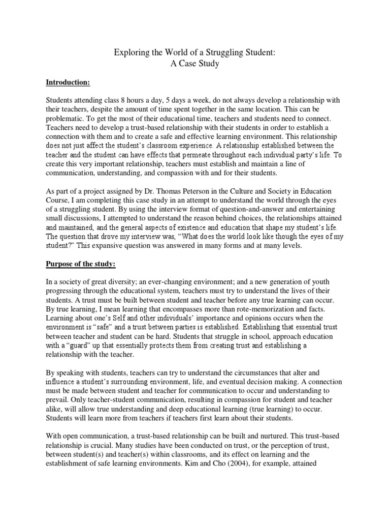 Student Case Study Template | PDF | Teachers | Learning