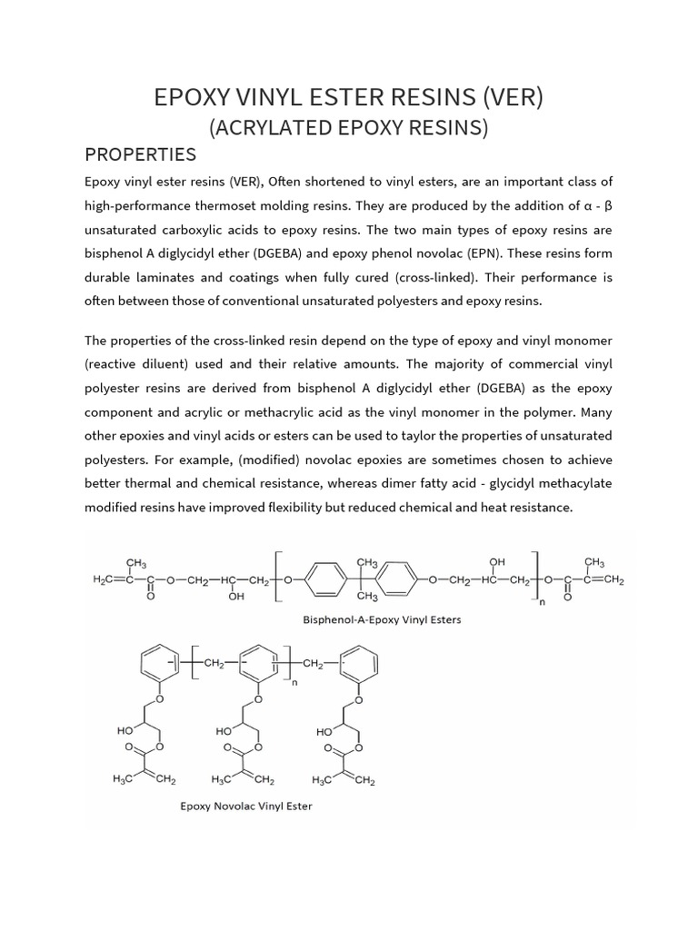 Vinyl Ester Resin | PDF | Epoxy | Polyester