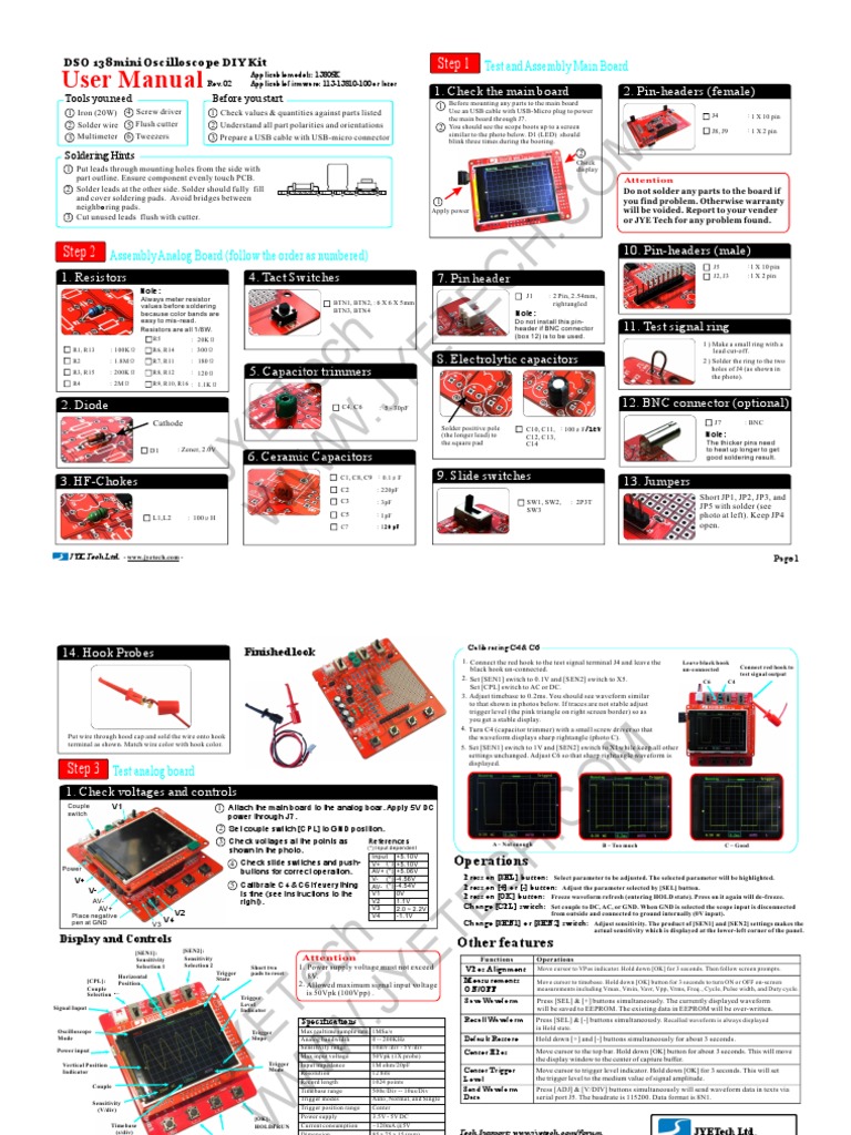 Dso138 Mini User Manual | Download Free PDF | Electromagnetism | Computer Engineering