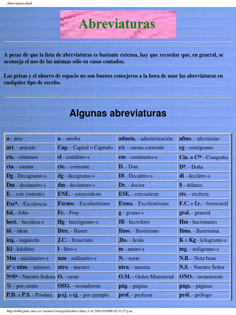 Abreviaturas Comunes en Español | PDF