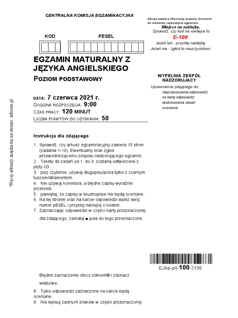 jezyk-angielski-2021-czerwiec-matura-podstawowa komentarz | PDF