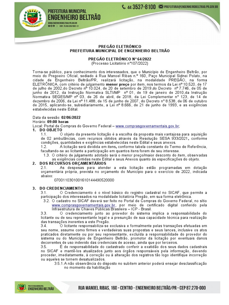 Modelo de Edital - Engenheiro Beltrão PR | PDF | Justiça | Crime e ...