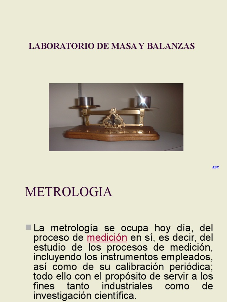 Masa y Balanzas | PDF | Medición | Calibración