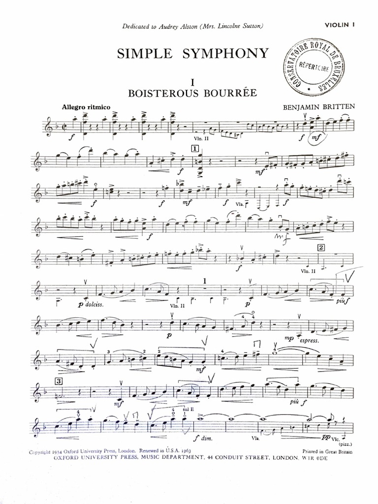 Britten Simple Symphony Vl1 | PDF