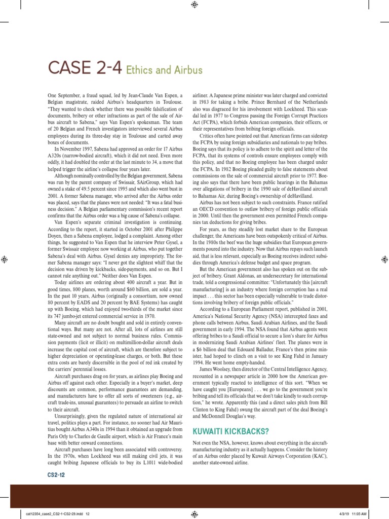 Case 2.4 Airbus | PDF | Airbus | Bribery