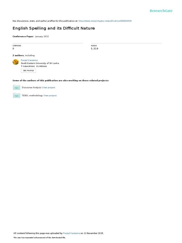 English Spellingandits Difficult Nature | PDF | English Language | Spelling