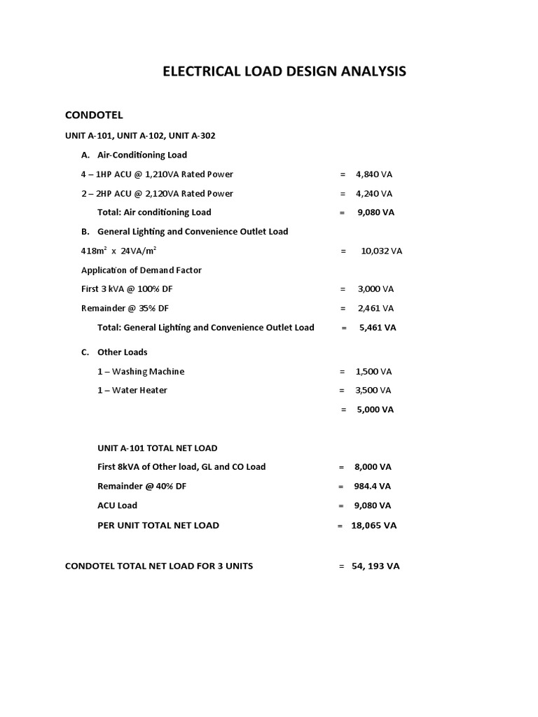 Electrical Load Analysis Draft | PDF | Engineering | Physical Quantities